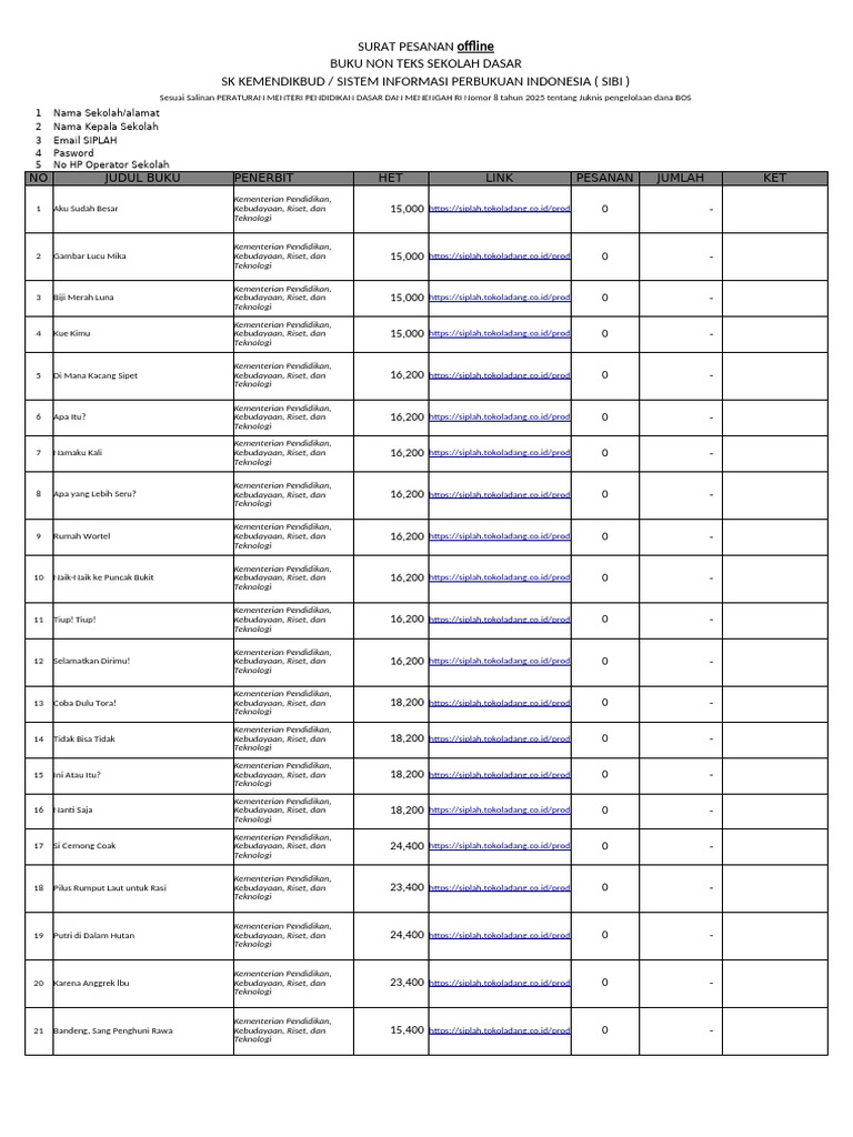 Blangko Surat Pesanan Bosreg 2025 | PDF