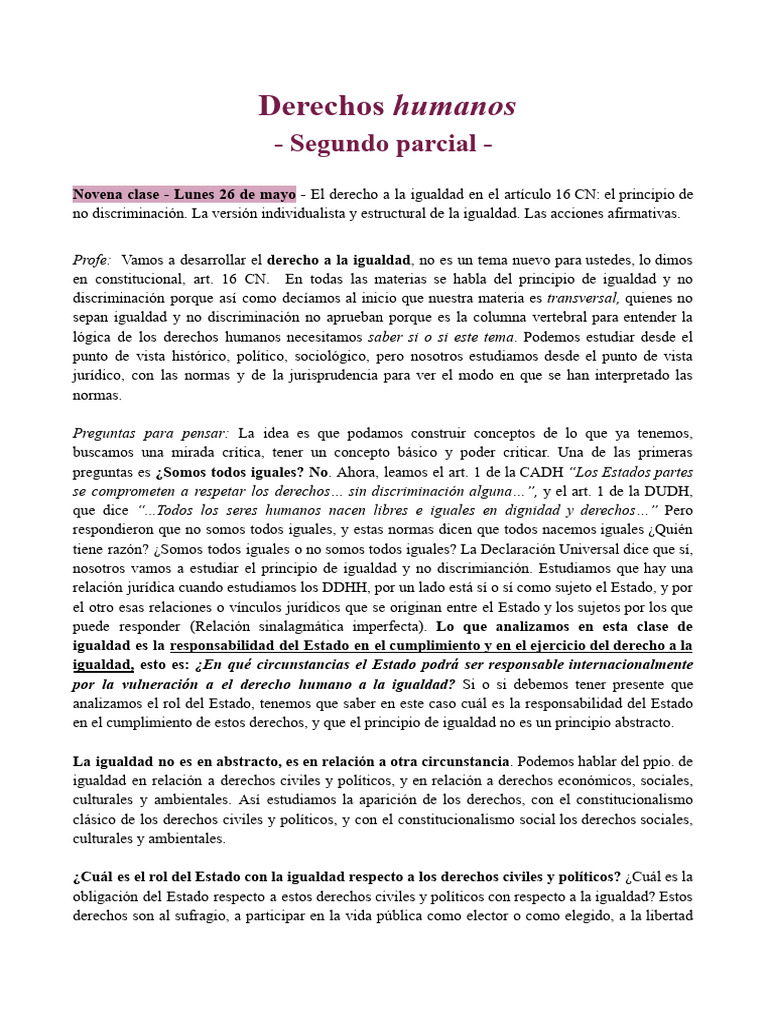 Derechos Humanos SEGUNDO PARCIAL | PDF | Igualdad social | Discriminación