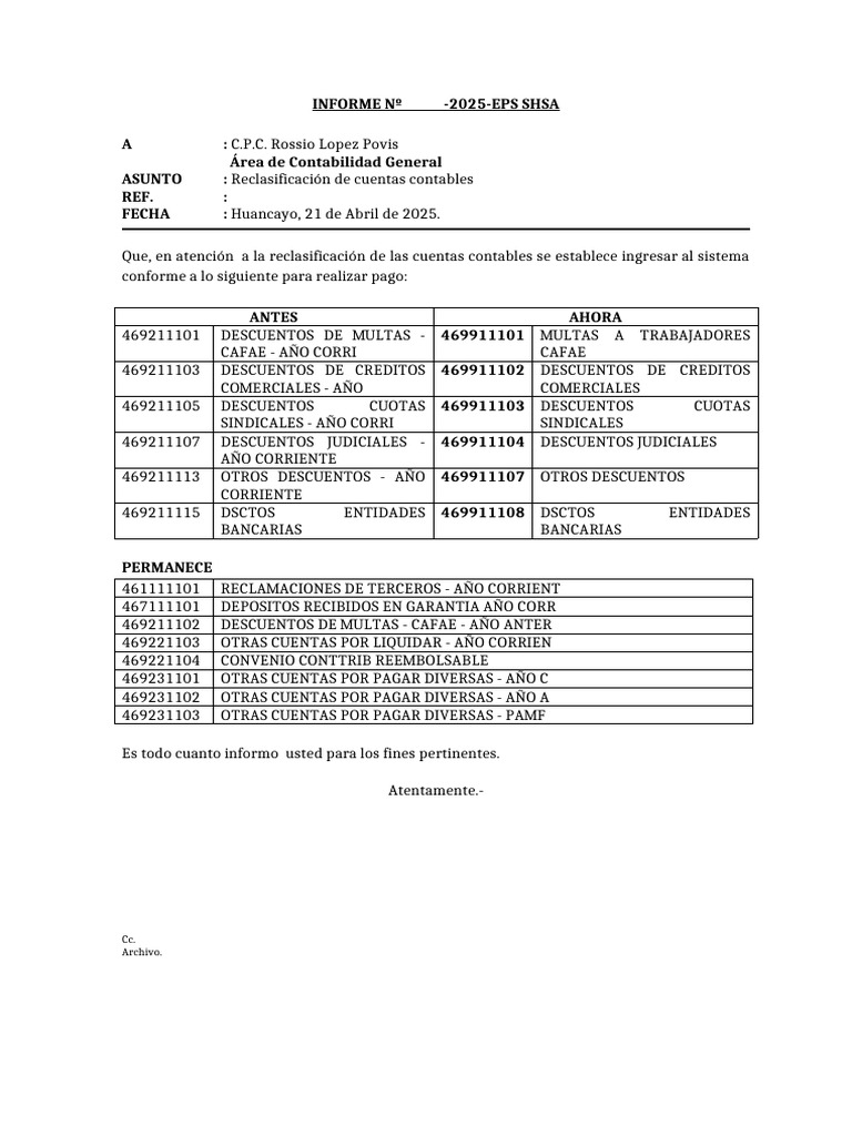 Informe Cuenta | PDF | Servicios financieros | Business