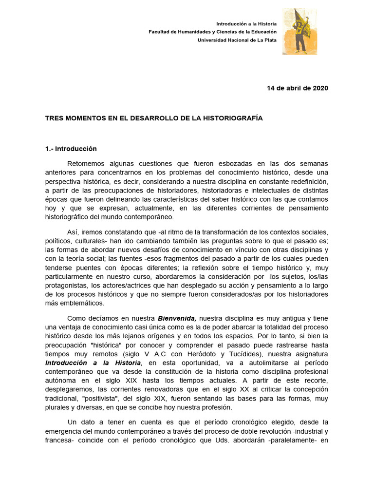 1 TeóricosTres Momentos en El Desarrollo de La Historiografía - Prof Ana Barletta | PDF ...