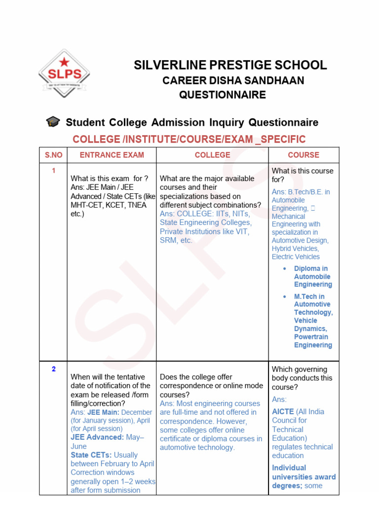 Questionnaire and Answers | PDF | Career And Technical Education ...
