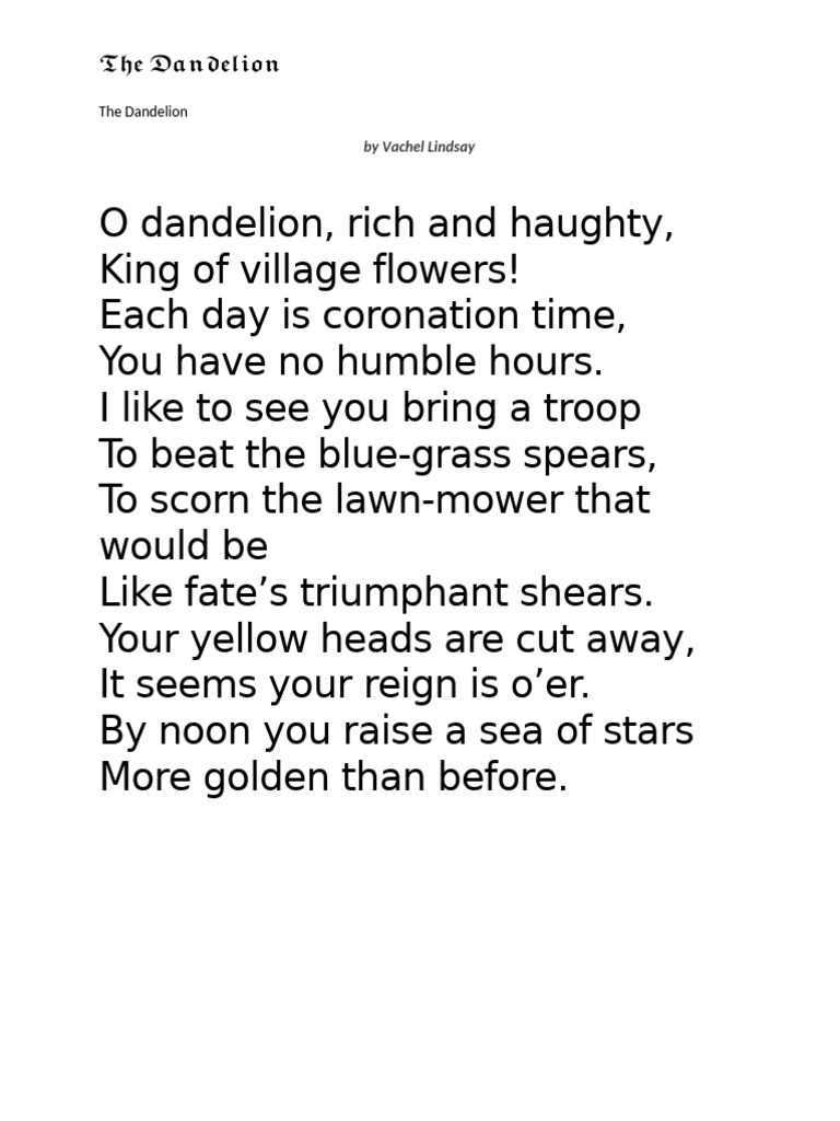 The Dandelion | PDF