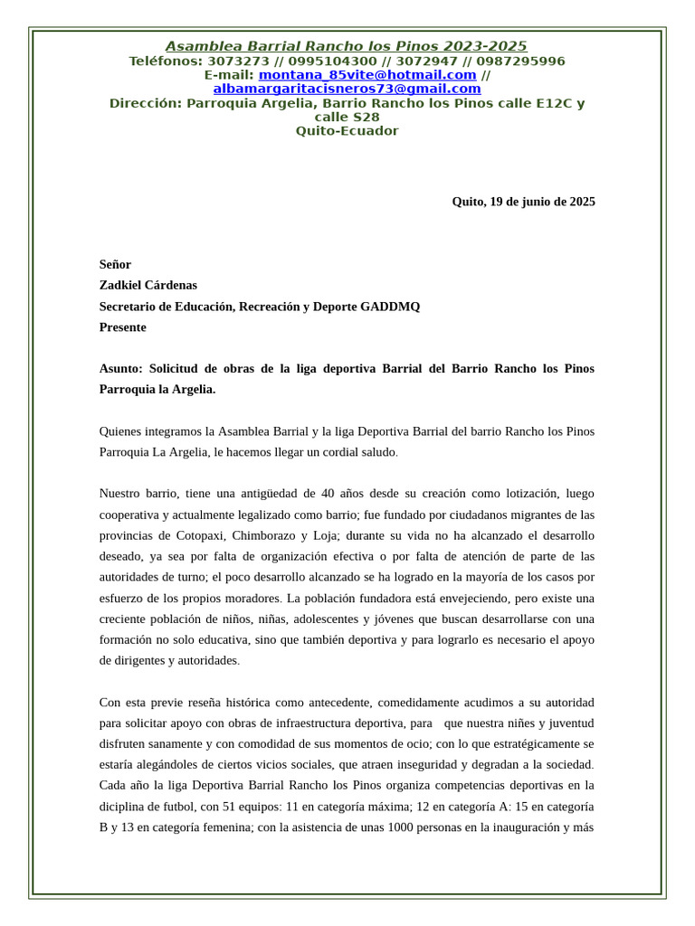 Pedido para la liga | PDF