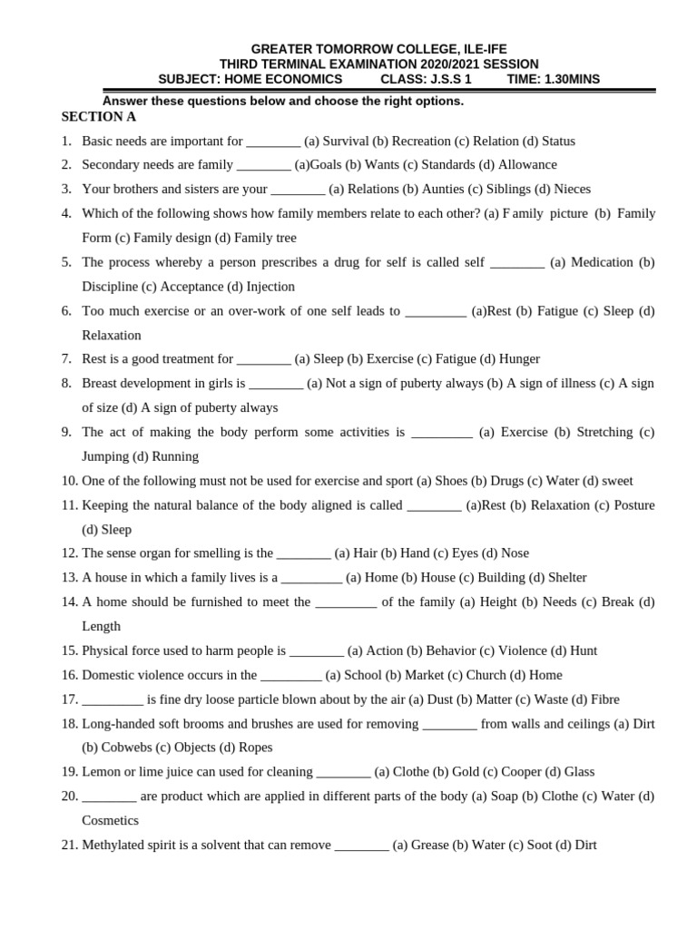 J.S.S 1-J.ss 3 Manuscript | PDF | Cooking | Foods