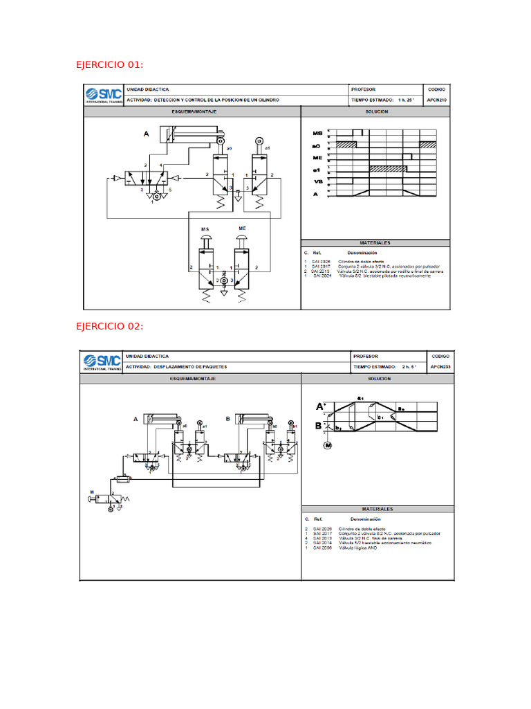 Ejercicios de Neumática | PDF