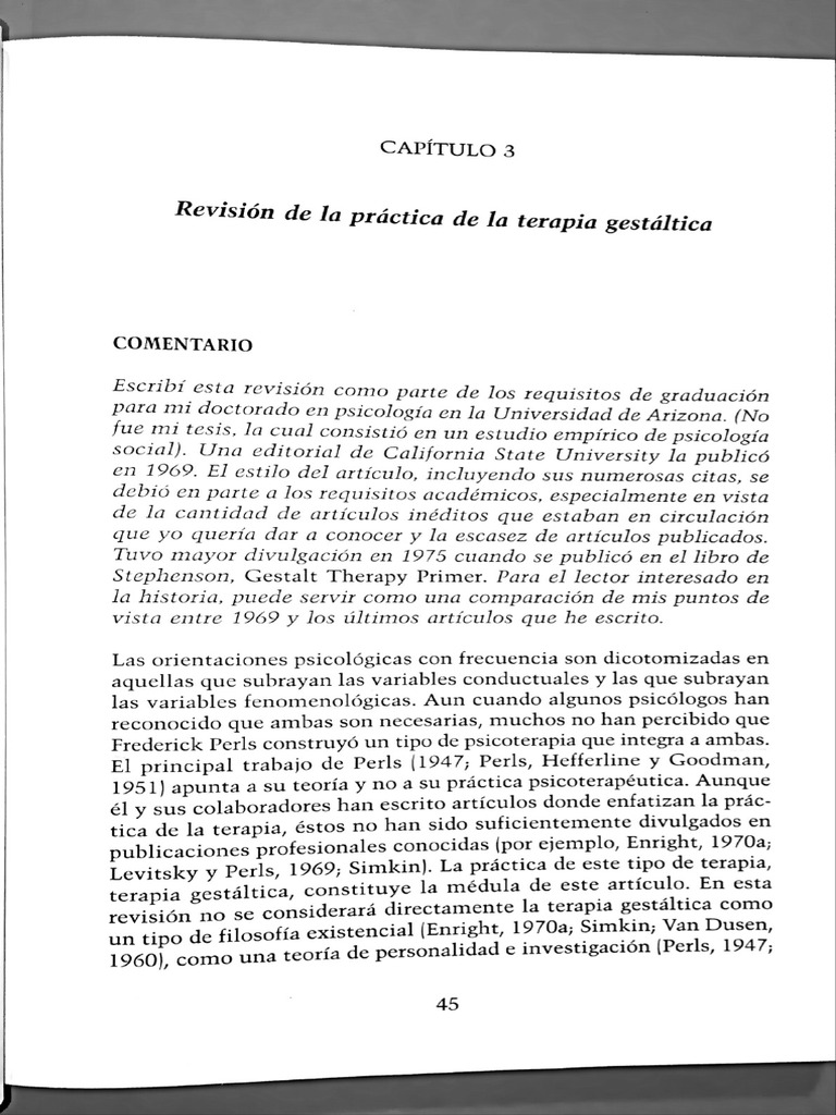 Yontef. Revisión de La Práctica Gestáltica | PDF