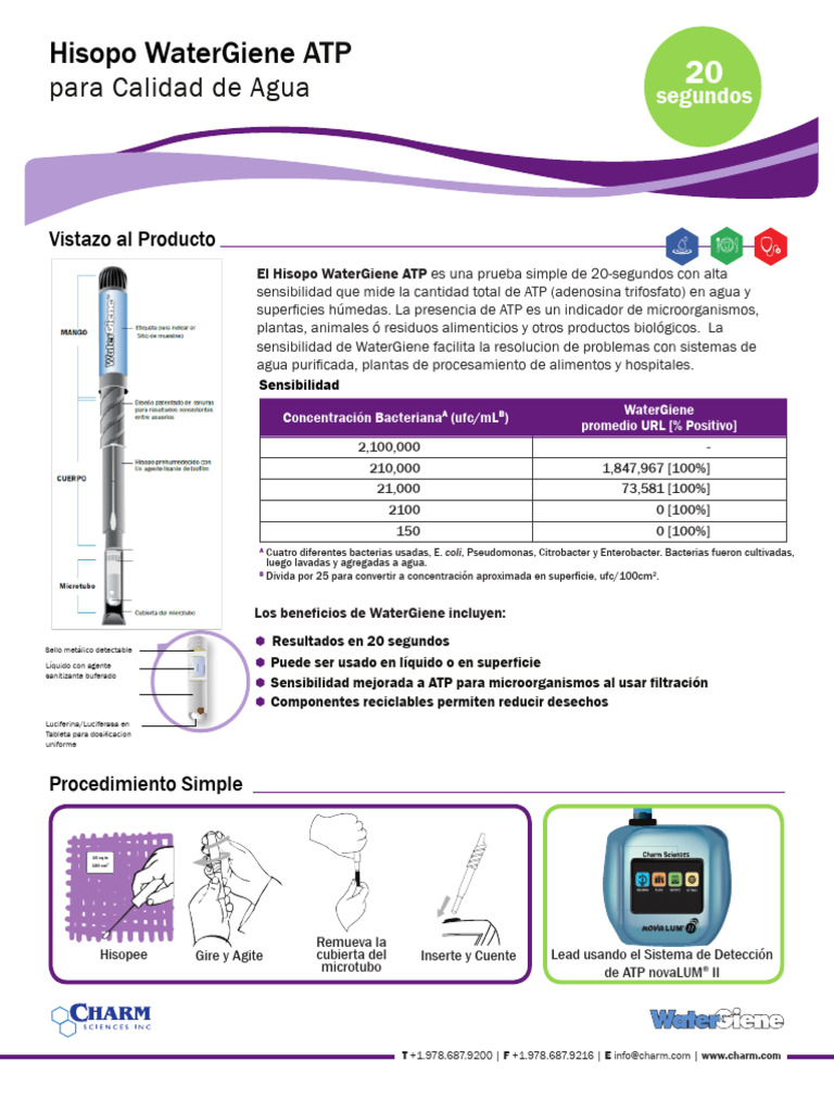 WaterGiene Brochure Spanish | PDF | Agua