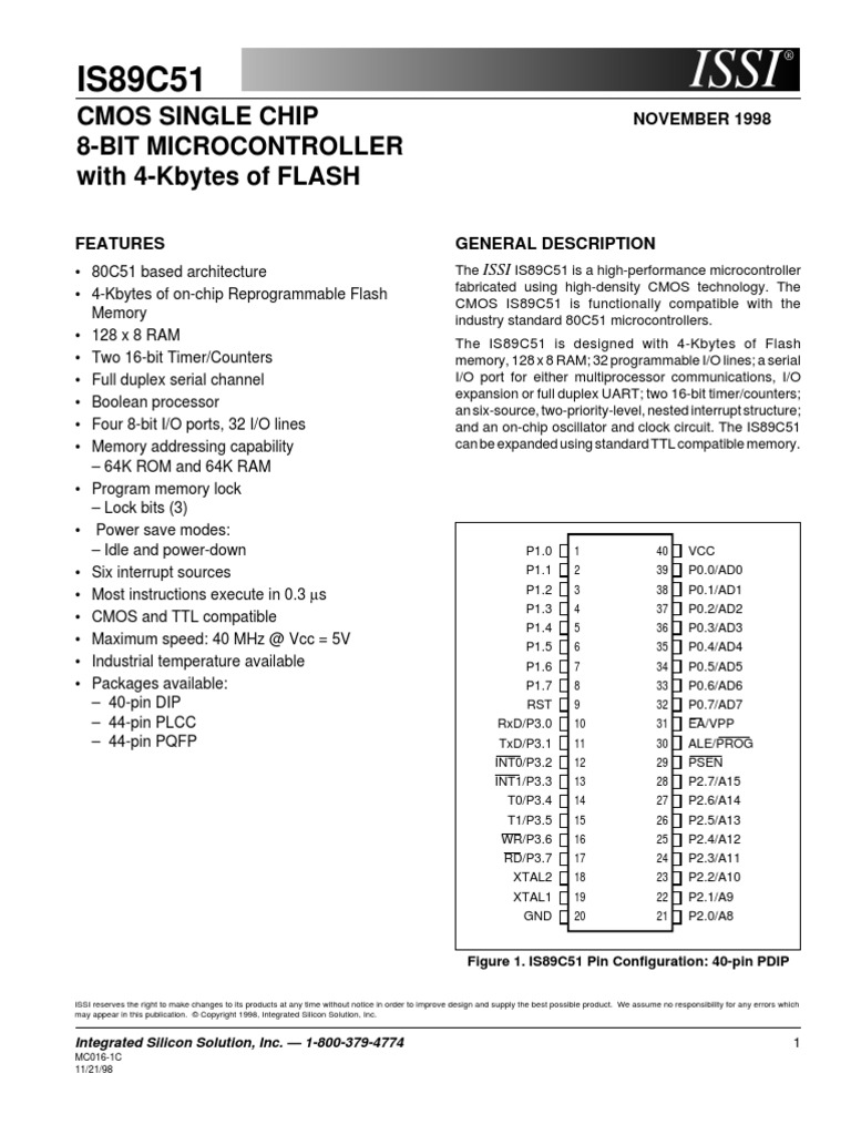 89C51 Datasheet Complete | PDF | Timer | Flash Memory