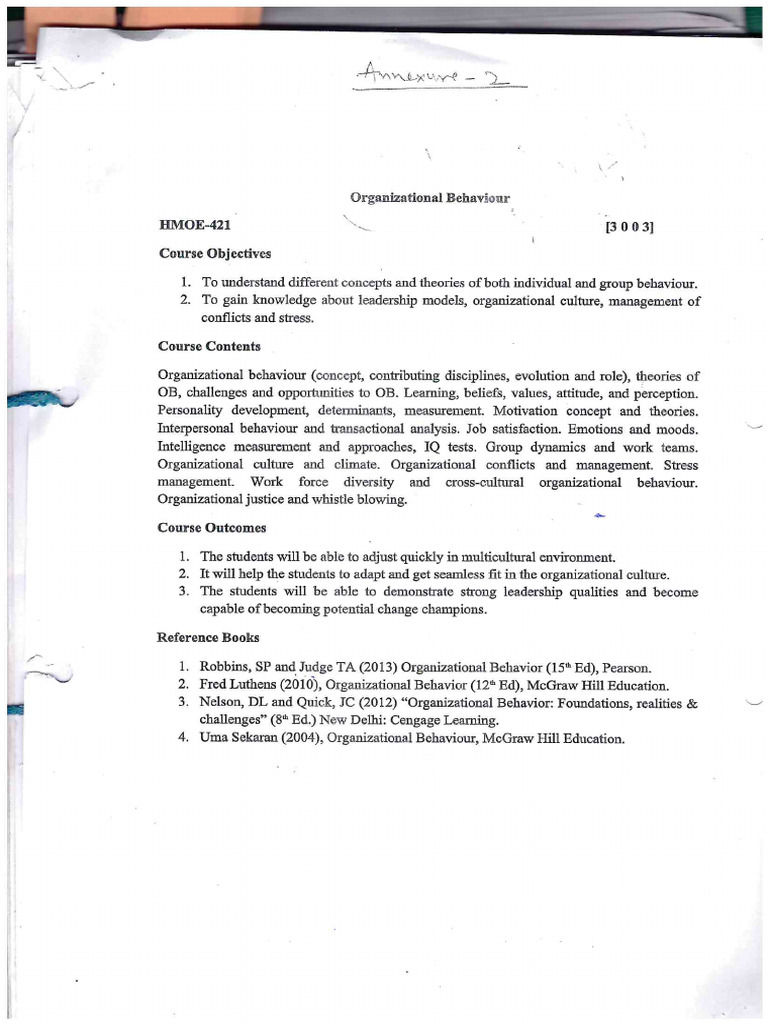 Syllabus HMOE-421 | PDF