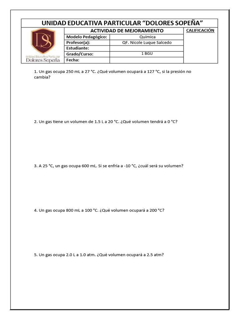 Actividad de Refuerzo de Quimica 1 | PDF