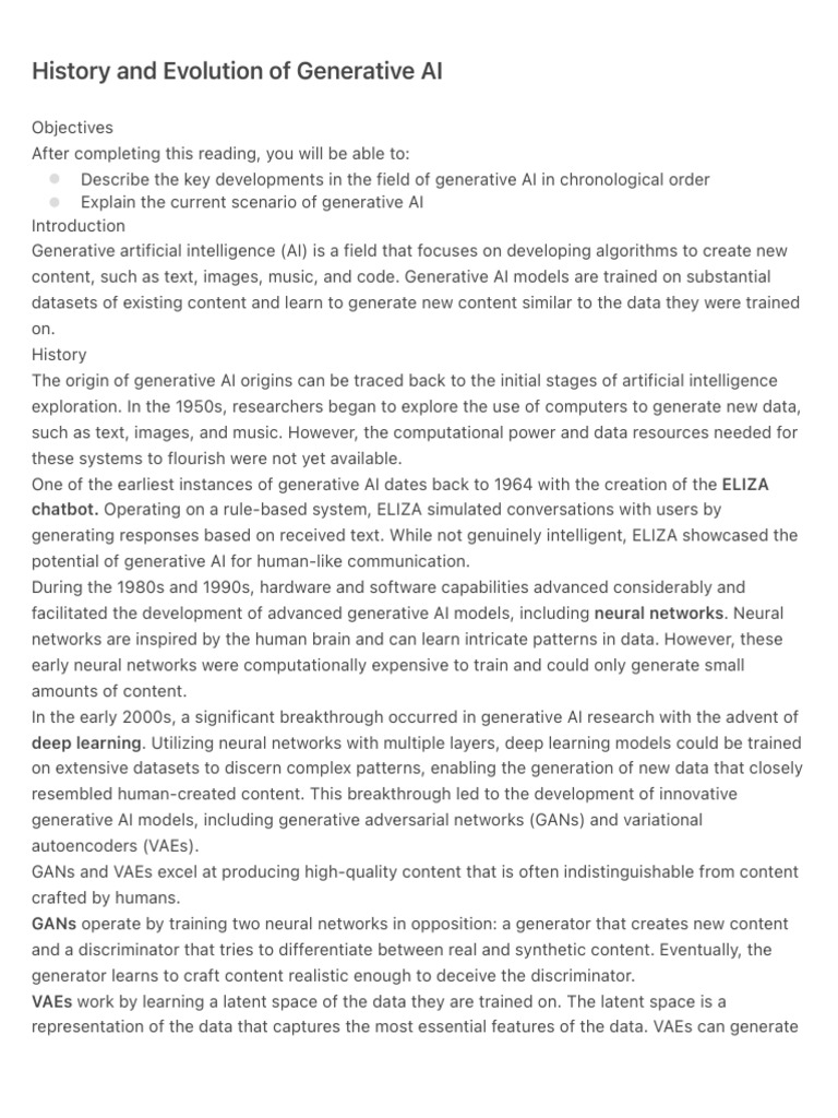 History and Evolution of Generative AI | PDF | Artificial Intelligence ...