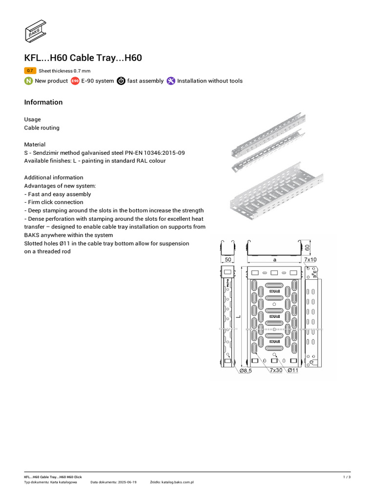 BAKS Cable Tray System Overview | PDF