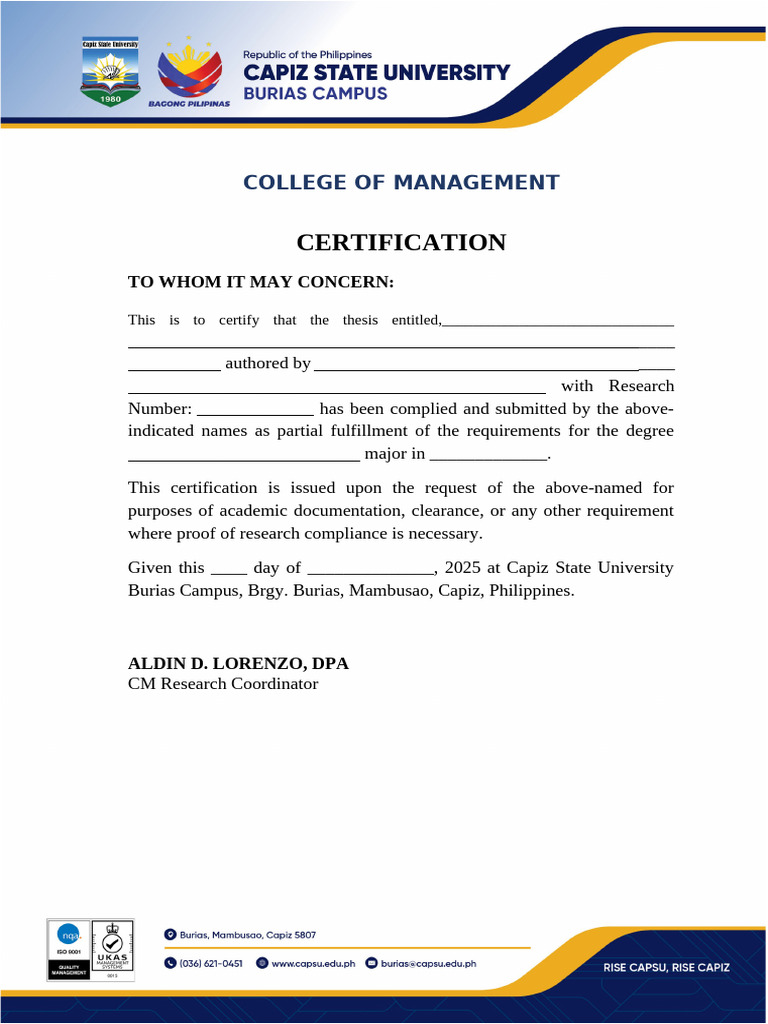 Thesis Certification Document | PDF
