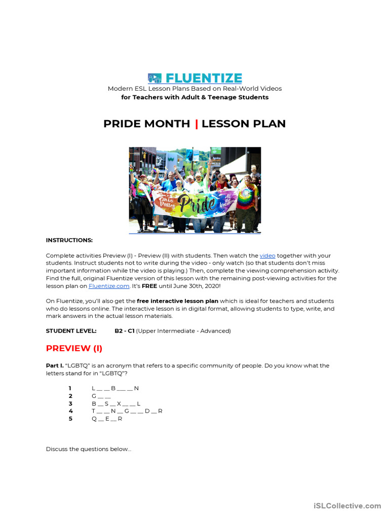 LGBTQ - Pride Month Lesson Plan | PDF | Lesson Plan