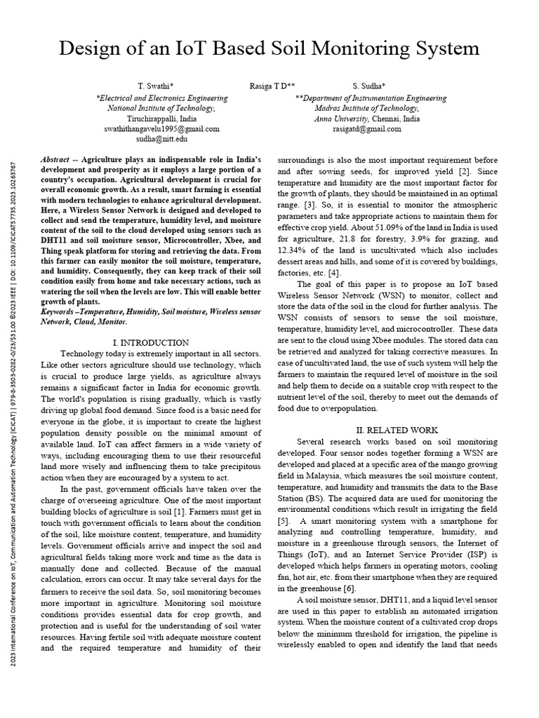Design of An IoT Based Soil Monitoring System | PDF | Internet Of ...