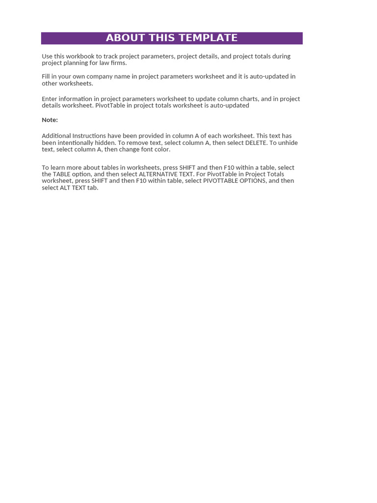 Project Planning Template for Law Firms | PDF | Worksheet | Computing