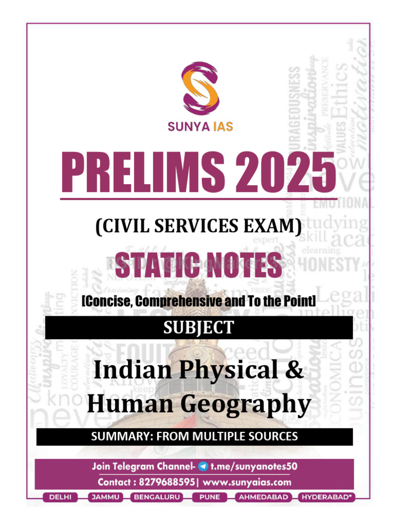 Sunya IAS - Prelims 2025 Static Notes (Indian Geography Par | PDF ...