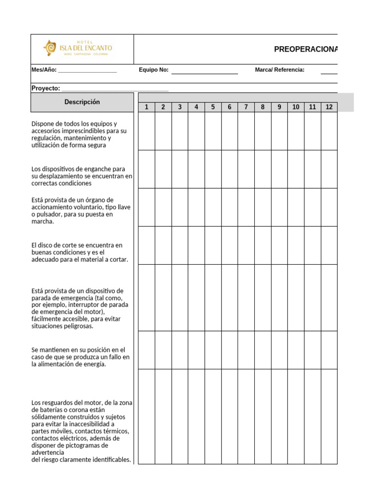 Sstfr-060 Preoperacional de Sierra de Banco | PDF | Motores