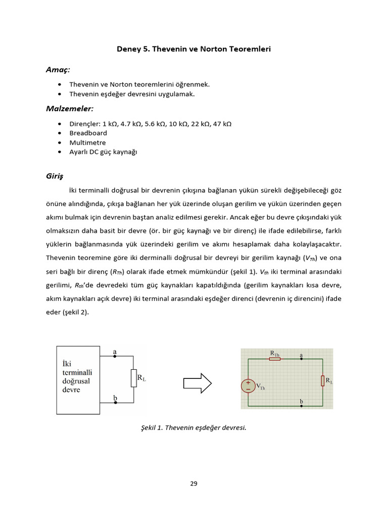 BMMBL210 Deney 6 Thevenin (1) | PDF