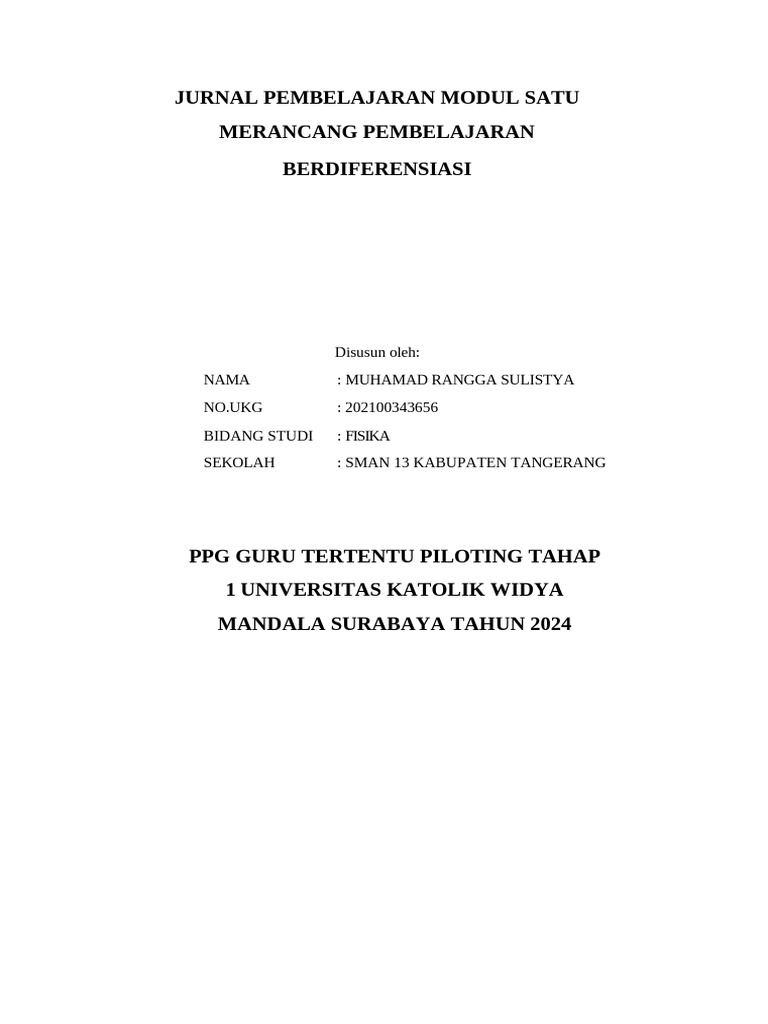 Jurnal Pembelajaran Modul 1 Rangga Otw | PDF