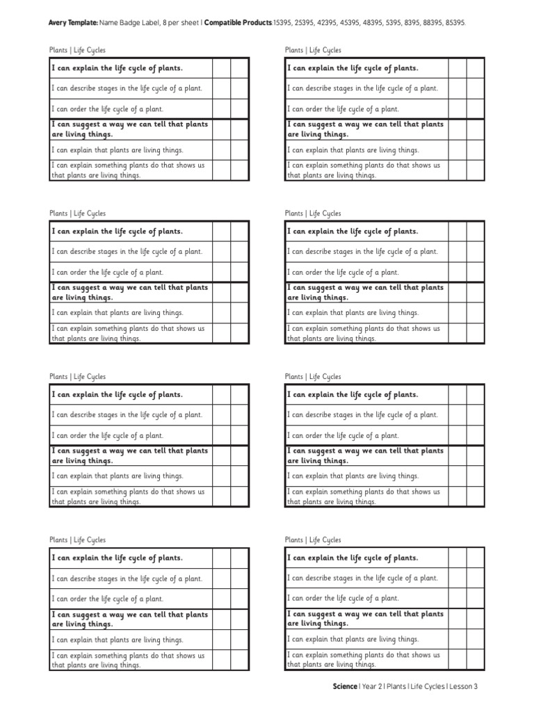 Success Criteria Grids Life Cycles | PDF | Biology
