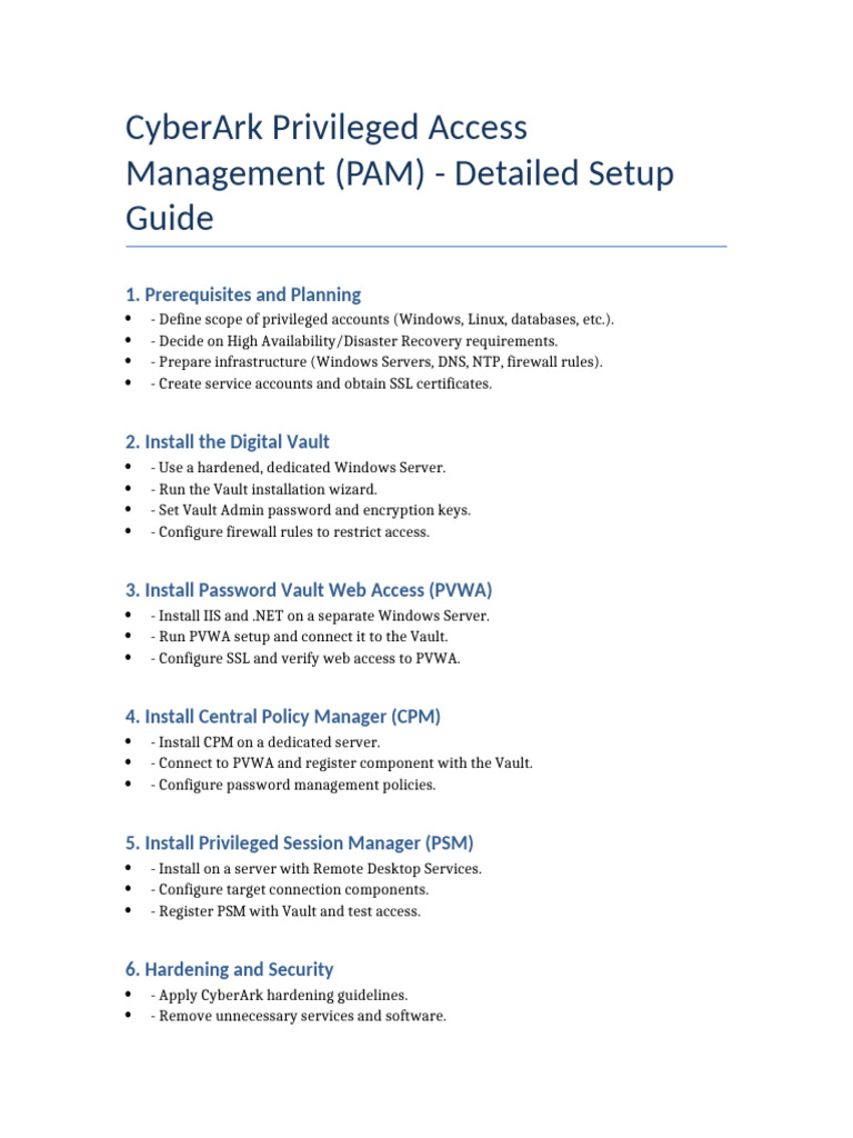 CyberArk PAM Setup Guide | PDF