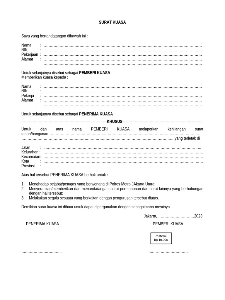 Surat Kuasa | PDF