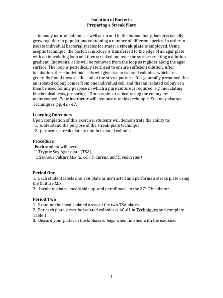 Streak Plate Isolation of Bacteria 250 2025 | PDF | Life Sciences ...