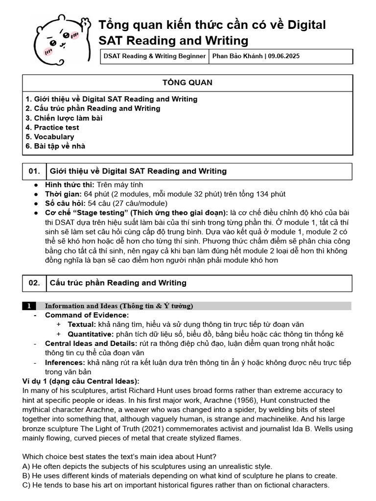 Dsat R&W - Buổi 1 - Tổng Quan Kiến Thức Cần Có Về Digital Sat Reading ...