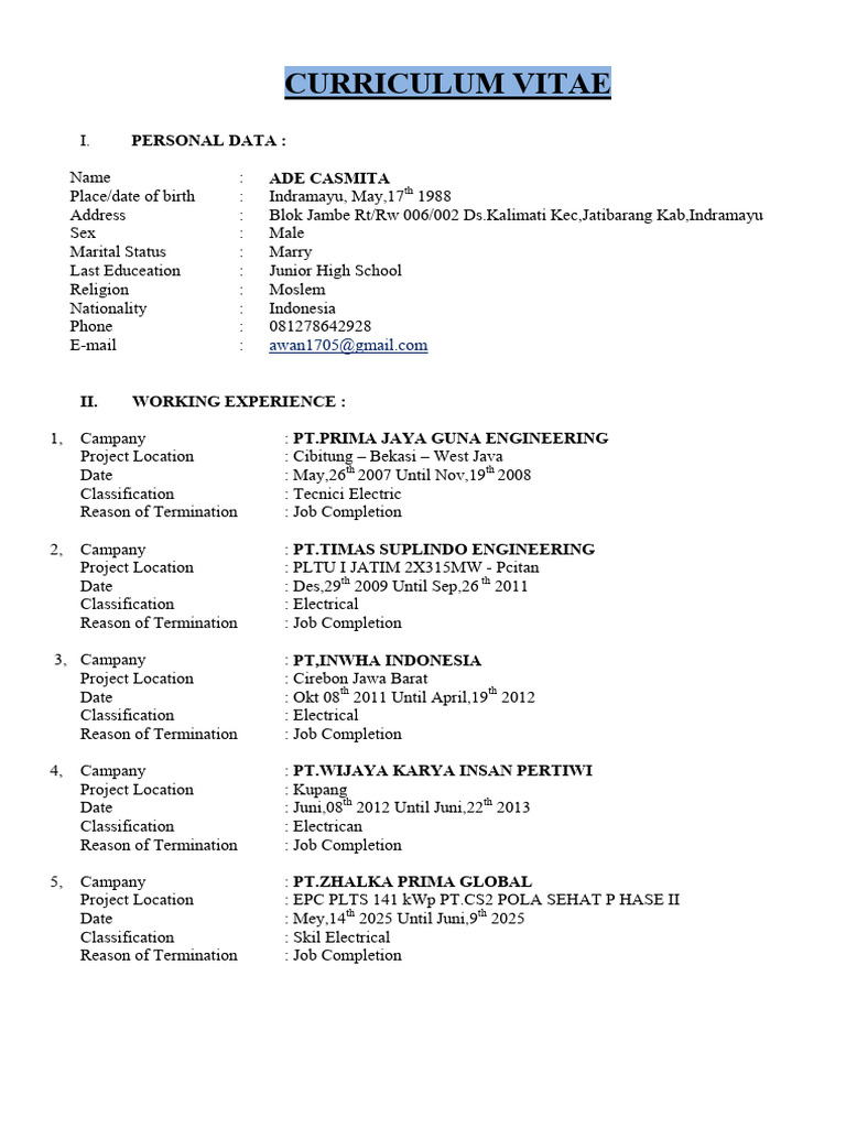 CV Ade Casmita | PDF