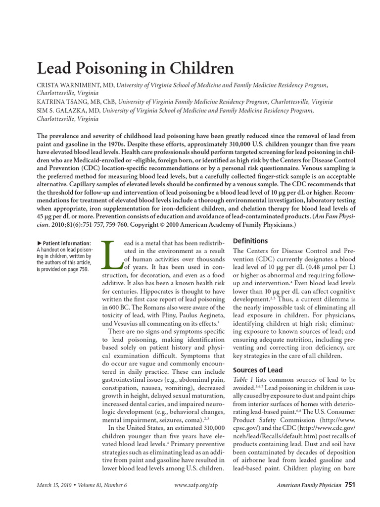 Lead Poisoning Risks in Children | PDF | Preventive Healthcare | Lead