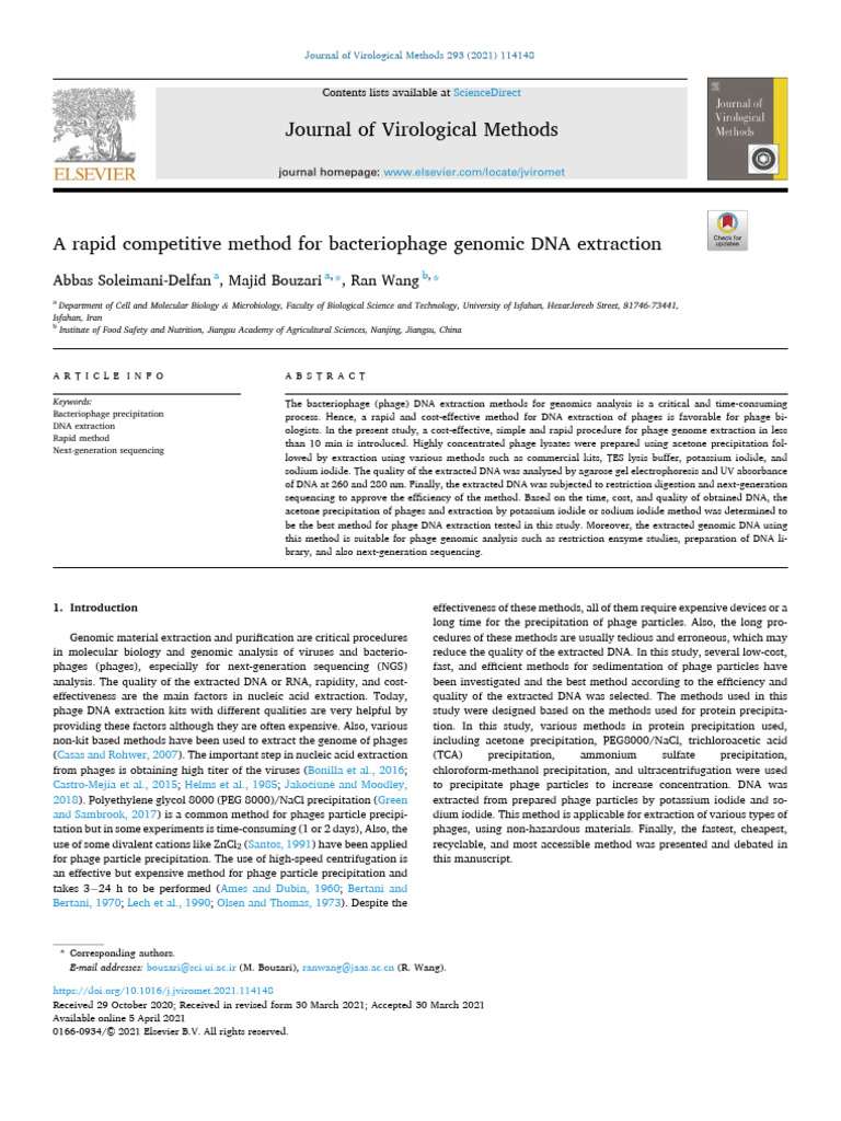 Bacteriophage DNA Extraction | PDF | Bacteriophage | Precipitation ...