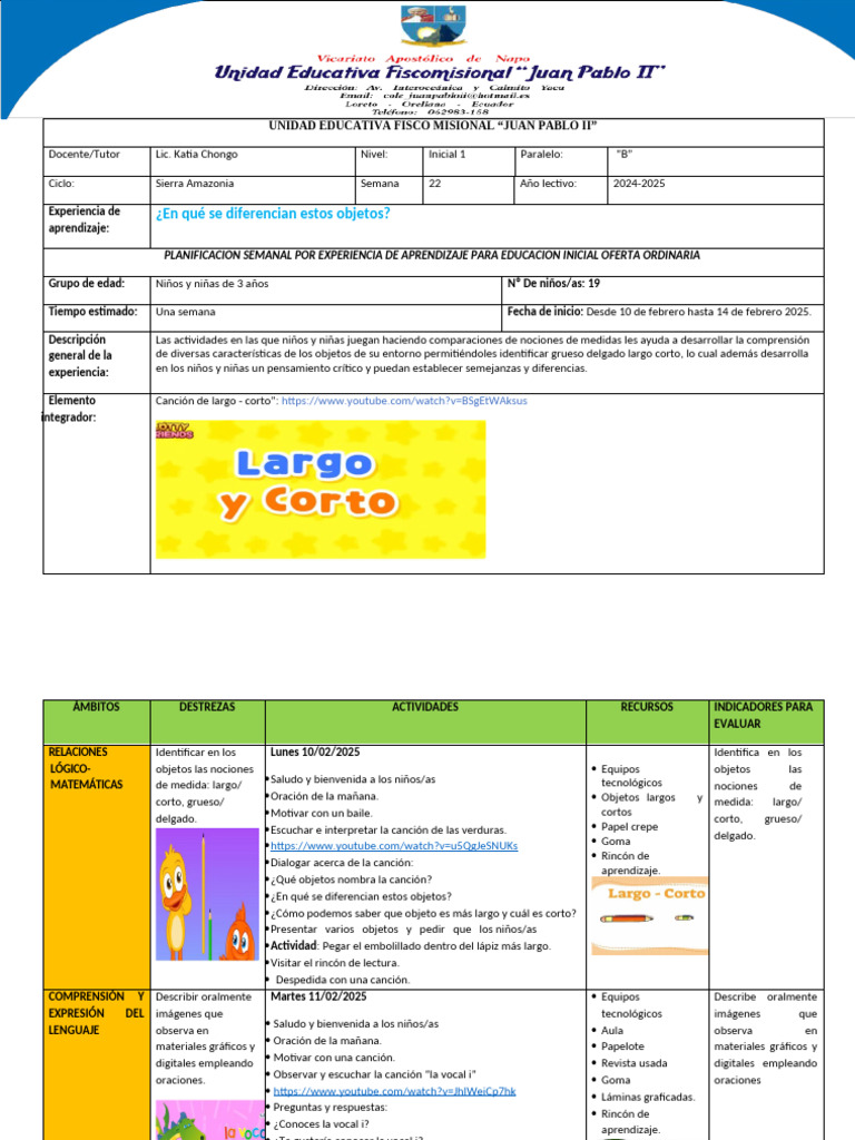 Planificacion Semana 22 | PDF | Salón de clases | Cognición