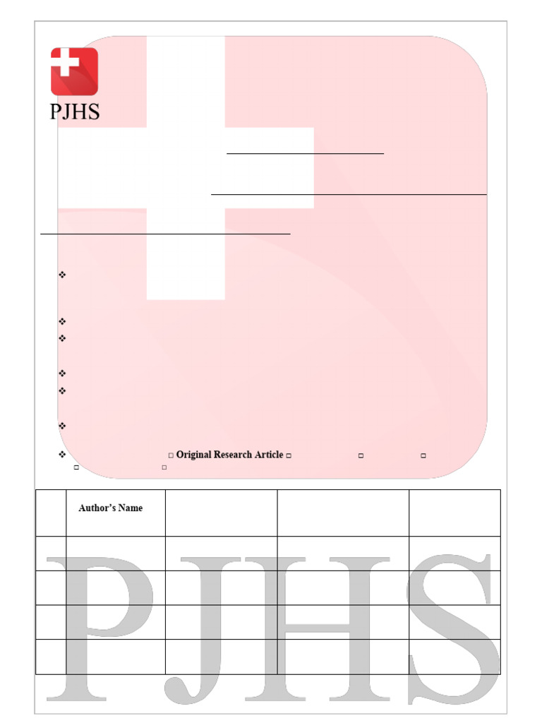 PJHS Manuscript Authorship Confirmation | PDF