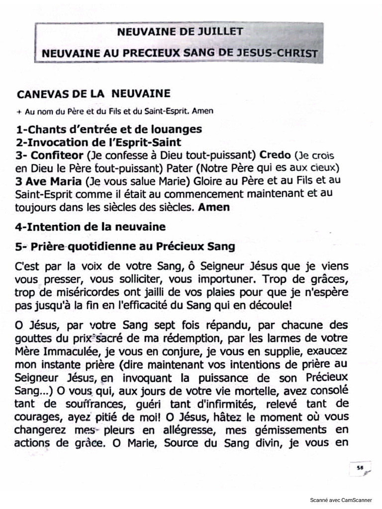 Neuvaine Au Précieux Sang | PDF
