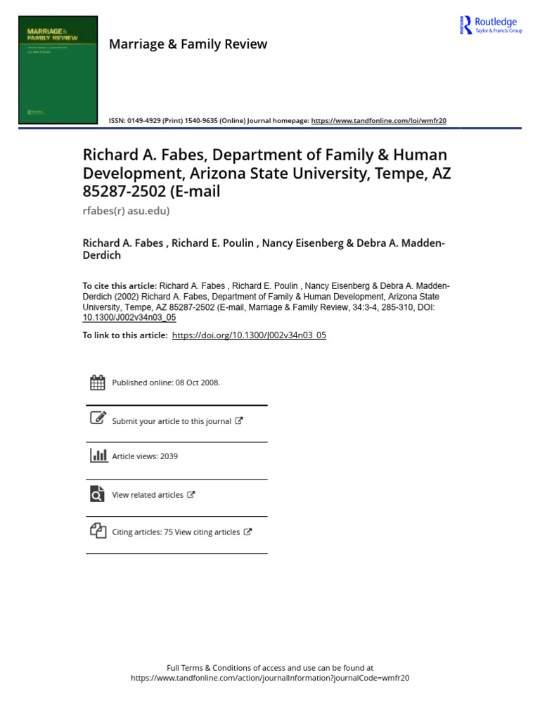 Fabes Et Al (2002) The Coping With Childrens Negative Emtions Scale ...