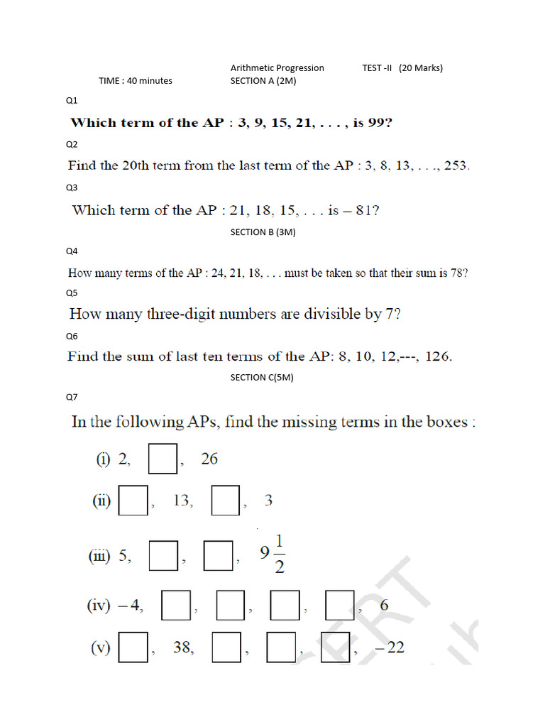 Arithmetic Progression TEST 2 | PDF