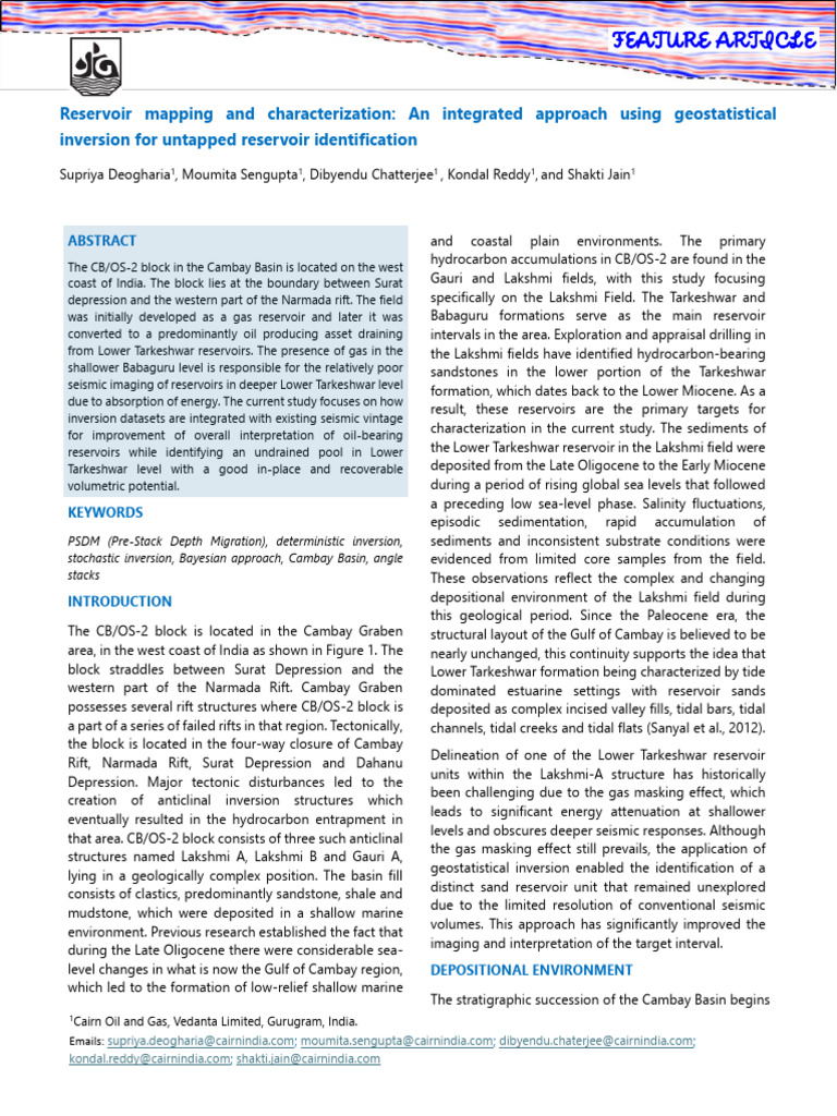 Reservoir Mapping and Characterization An Integrated Approach Using Geostatistical Inversion For ...