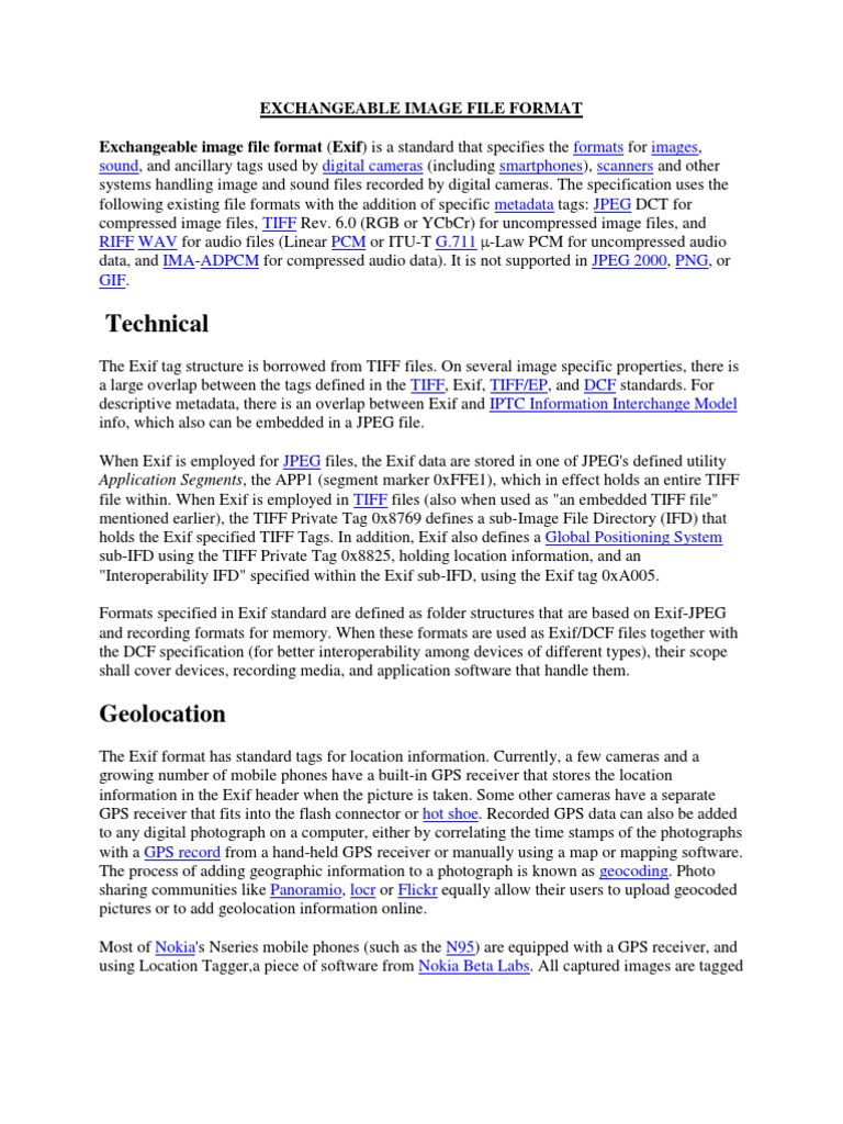 Exchangeable Image File Format | PDF