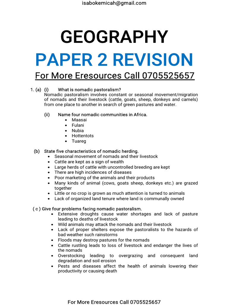 Geography Paper 2 Revision | PDF