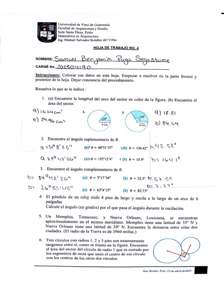 Matemáticas Samuel Puga Hoja 4 | PDF