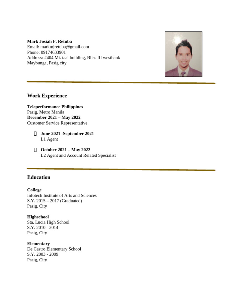Mark Retuba's Professional Profile | PDF