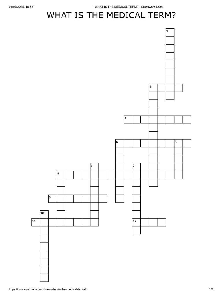 Medical Terminology Crossword Answers | PDF