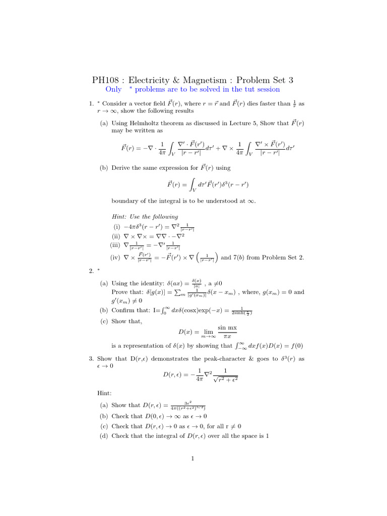 Problem Set 3 | PDF | Electric Field | Theoretical Physics