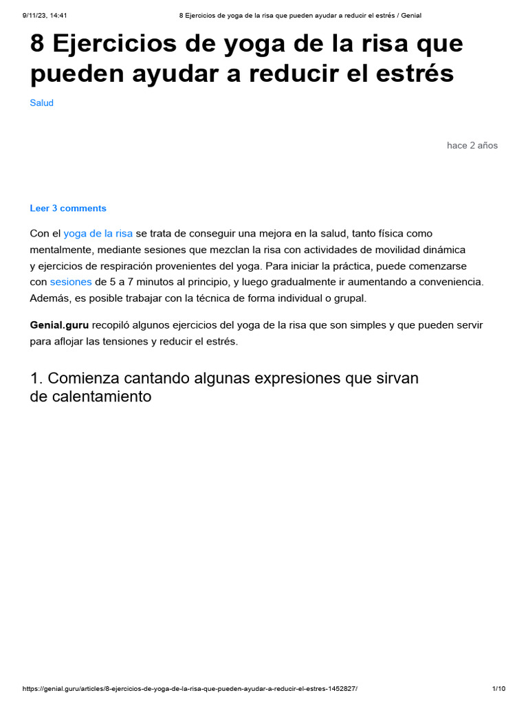 8 Ejercicios de Yoga de La Risa Que Pueden Ayudar A Reducir El Estrés - Genial | PDF ...
