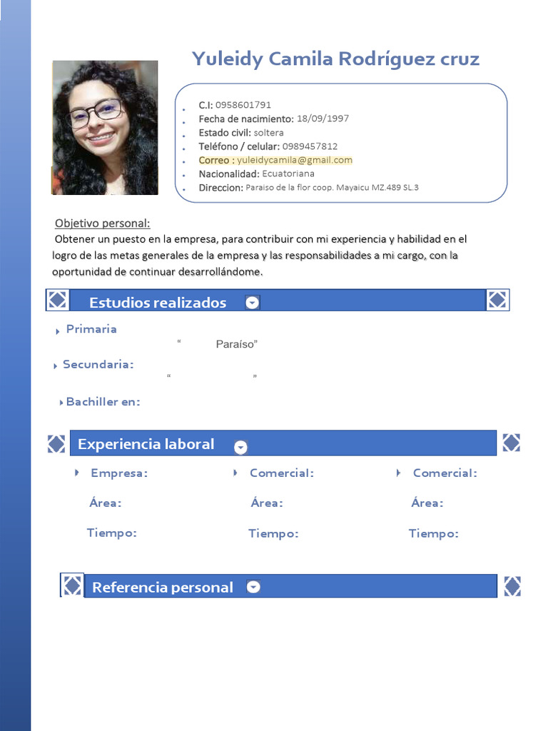 Currículum de Yuleidy Rodríguez 2023 | PDF