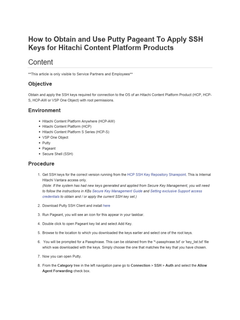 Using Pageant for SSH with Hitachi HCP | PDF | Secure Shell | System ...