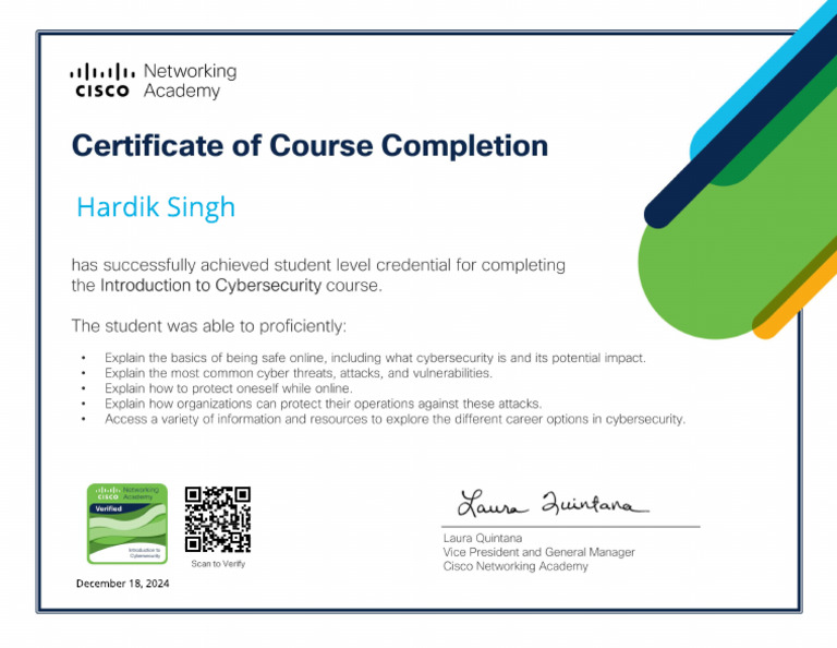 Cisco Certificate 1 | PDF