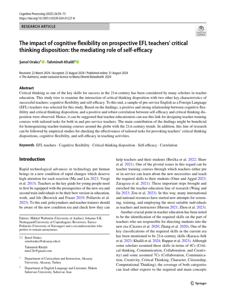 The Impact of Cognitive Flexibility On Prospective EFL Teachers ...