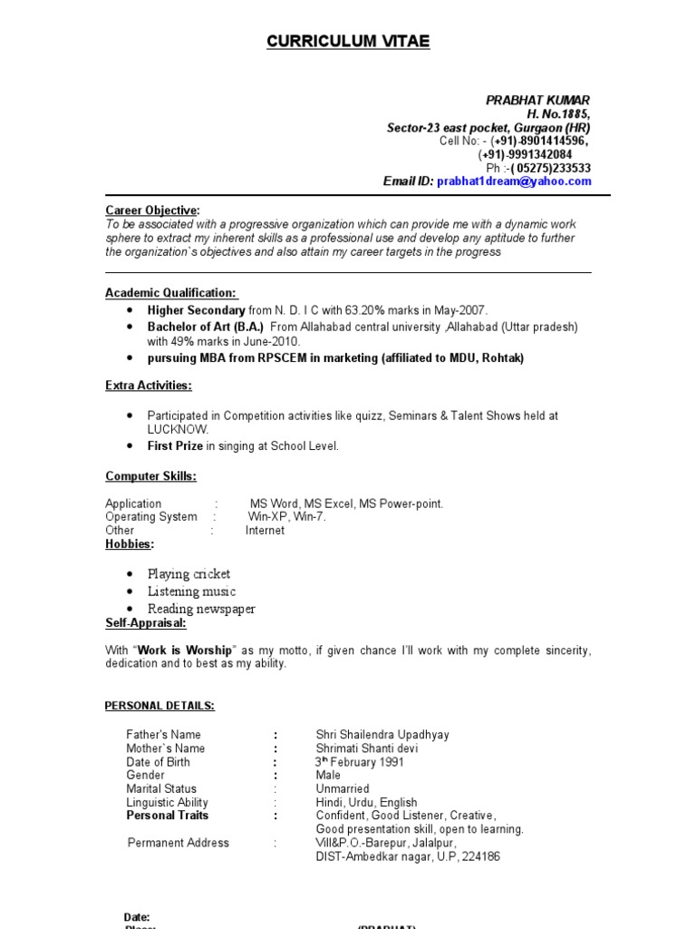 Prabhat Kumar's Professional CV | PDF